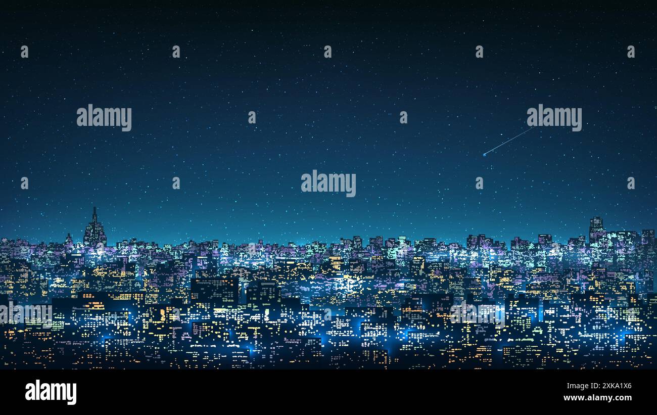 Cityscape, city buildings at night. City skyline at nighttime. Night ...
