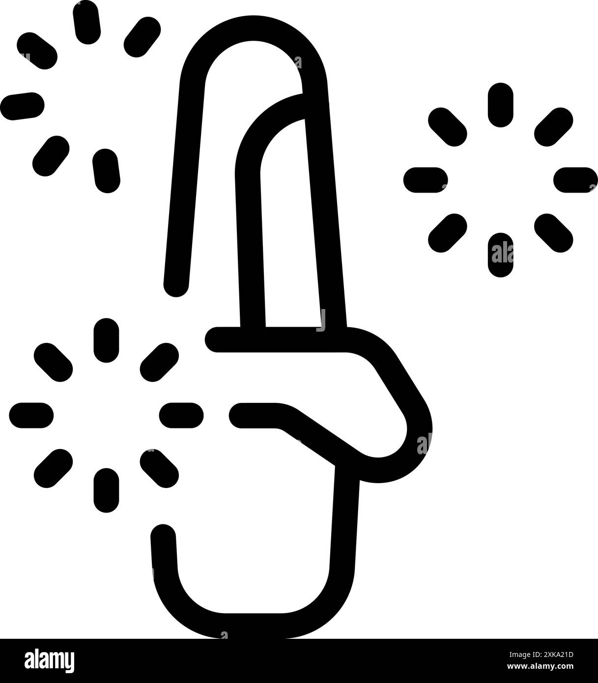 Finger activating a button, surrounded by circular loading icons ...