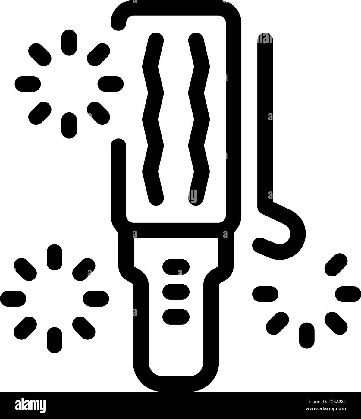 Firecracker with burning wick and sparkles icon in outline style for ...