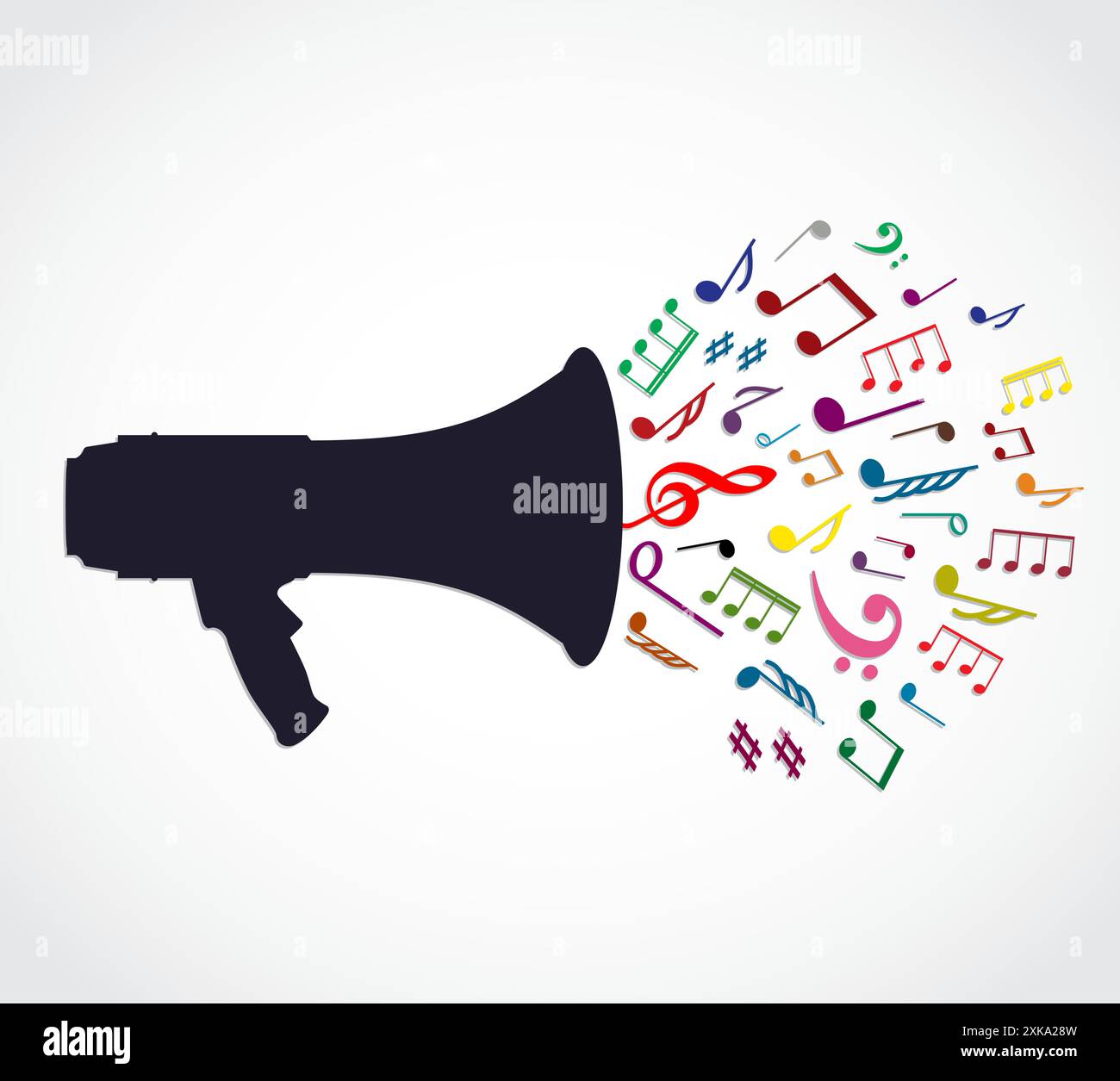 megaphone with color music note Stock Vector Image & Art - Alamy