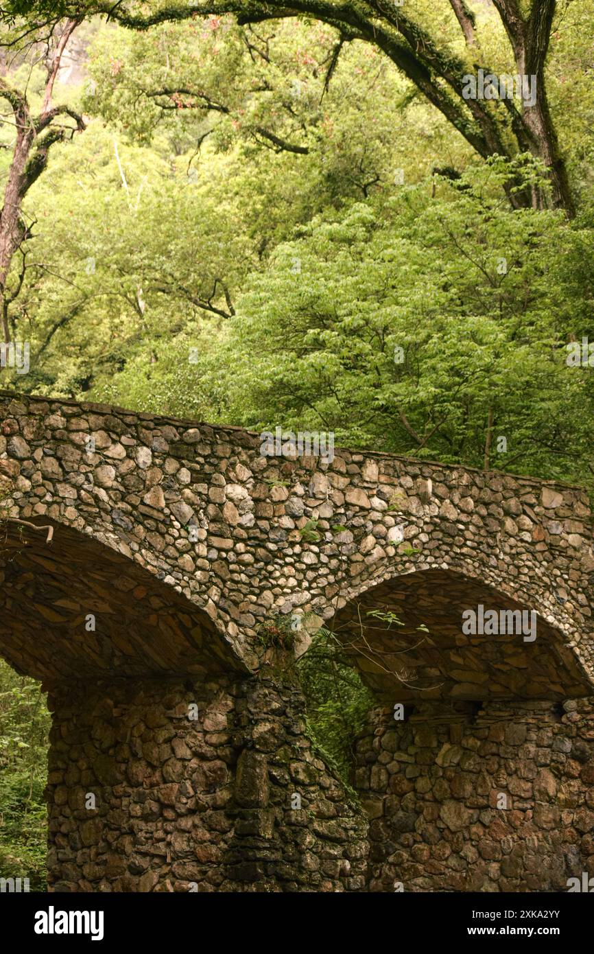 Old Historic arched stone bridge in the forest over waterway Stock ...