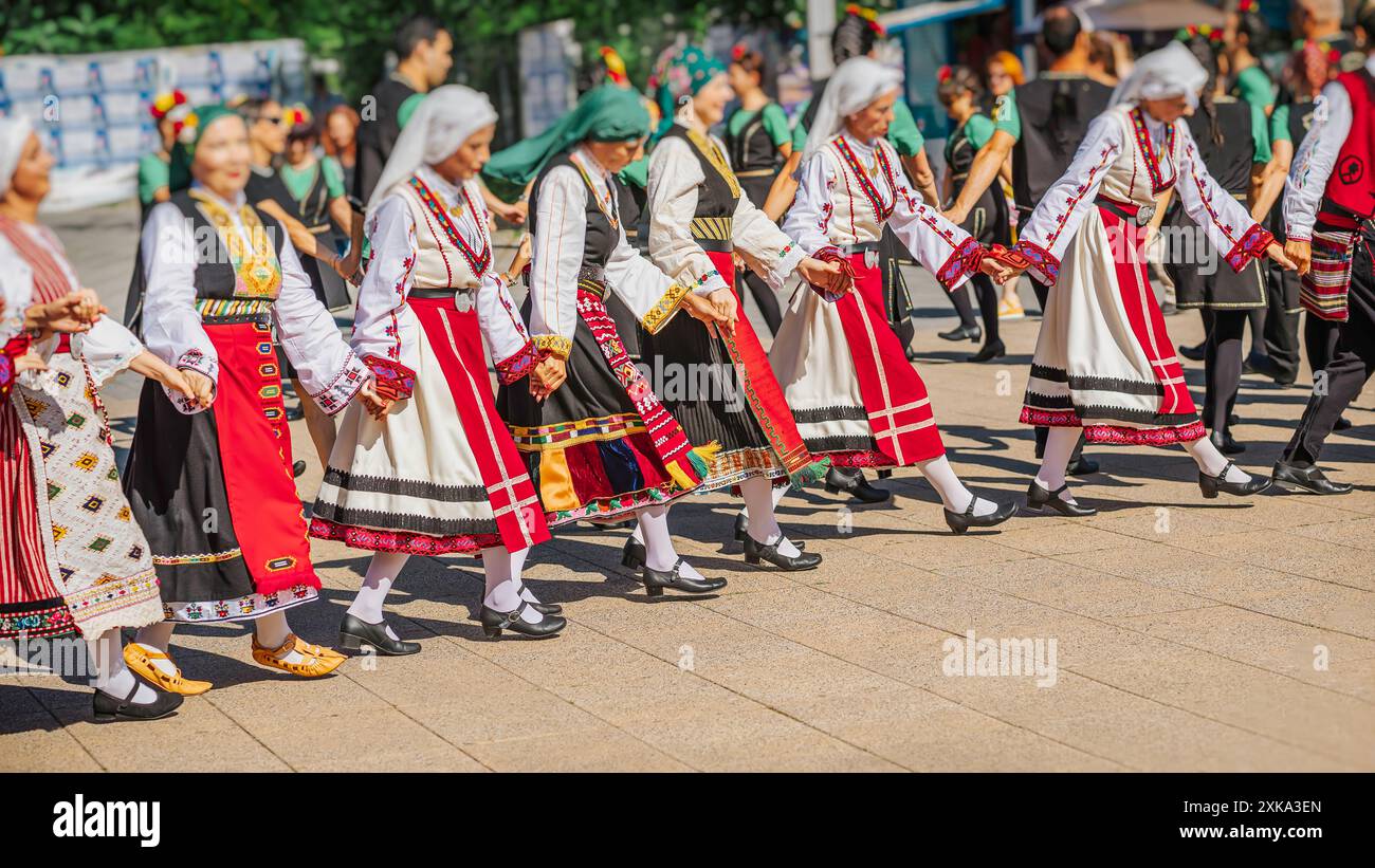 Bulgarian Folk Dancers Perform Traditional Horo, folk round dance Stock ...