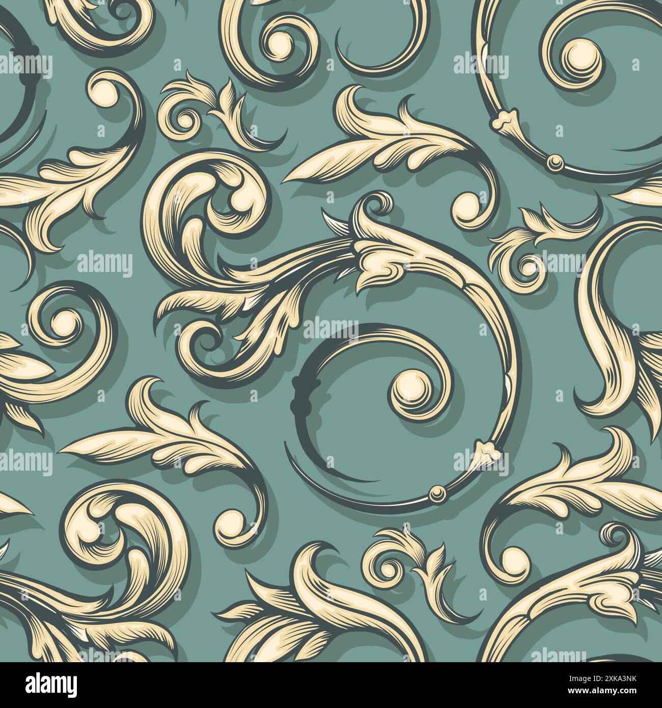 Baroque scroll vintage seamless pattern Stock Vector Image & Art - Alamy