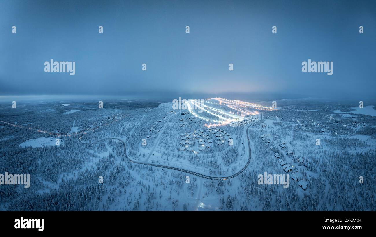 Ski resort dusk aerial view hi-res stock photography and images - Alamy