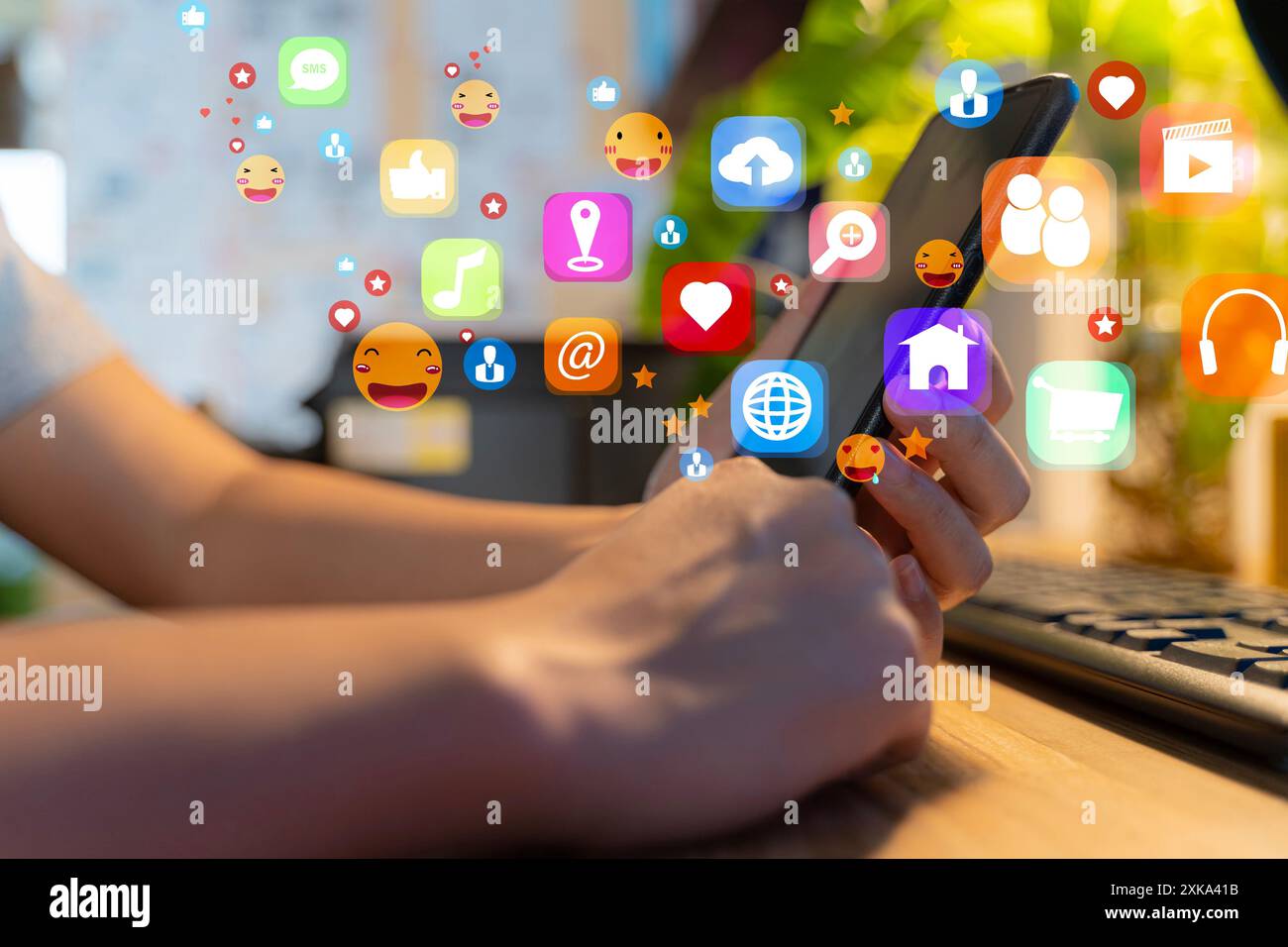 Communication checking social media woman vector technology phone hi ...