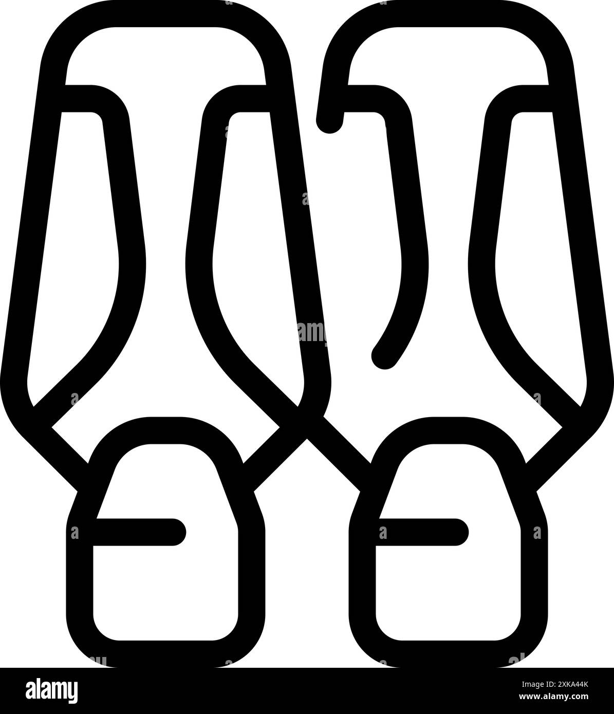 Simple black and white icon of a pair of leg braces used for support ...