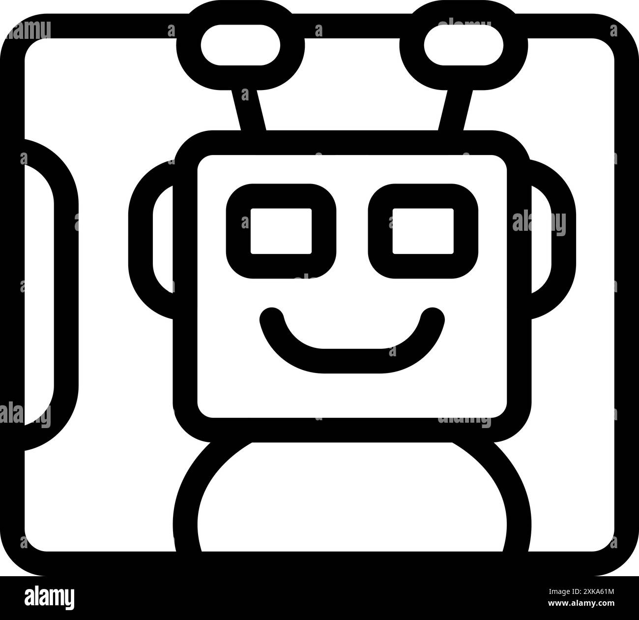 Robot smiling with antennae on a screen displaying artificial intelligence Stock Vector Image ...