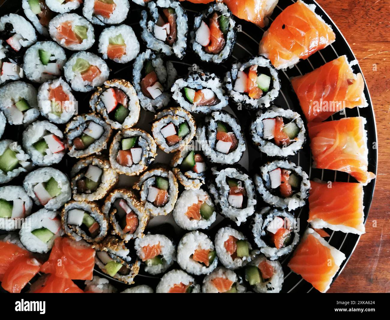 homemade sushi food as great gourmet texture Stock Photo - Alamy