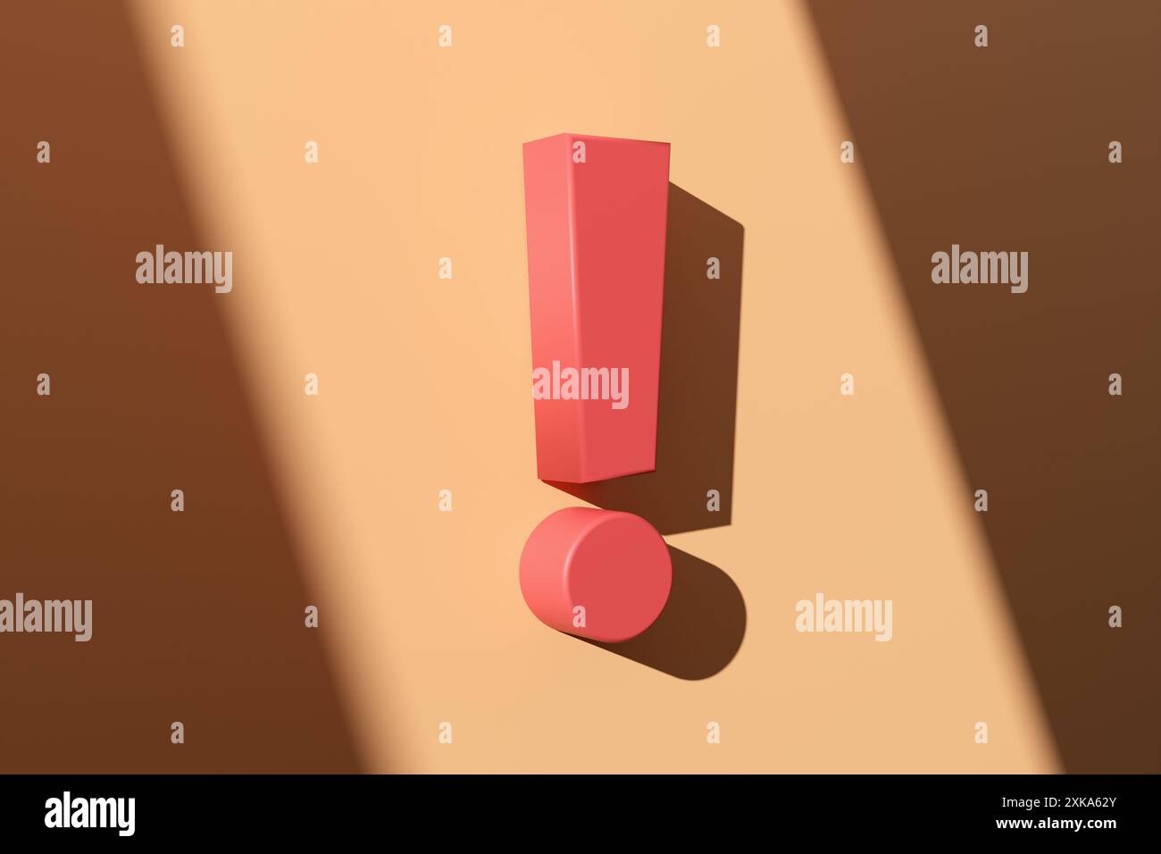Red exclamation mark on peach background, conveying importance ...