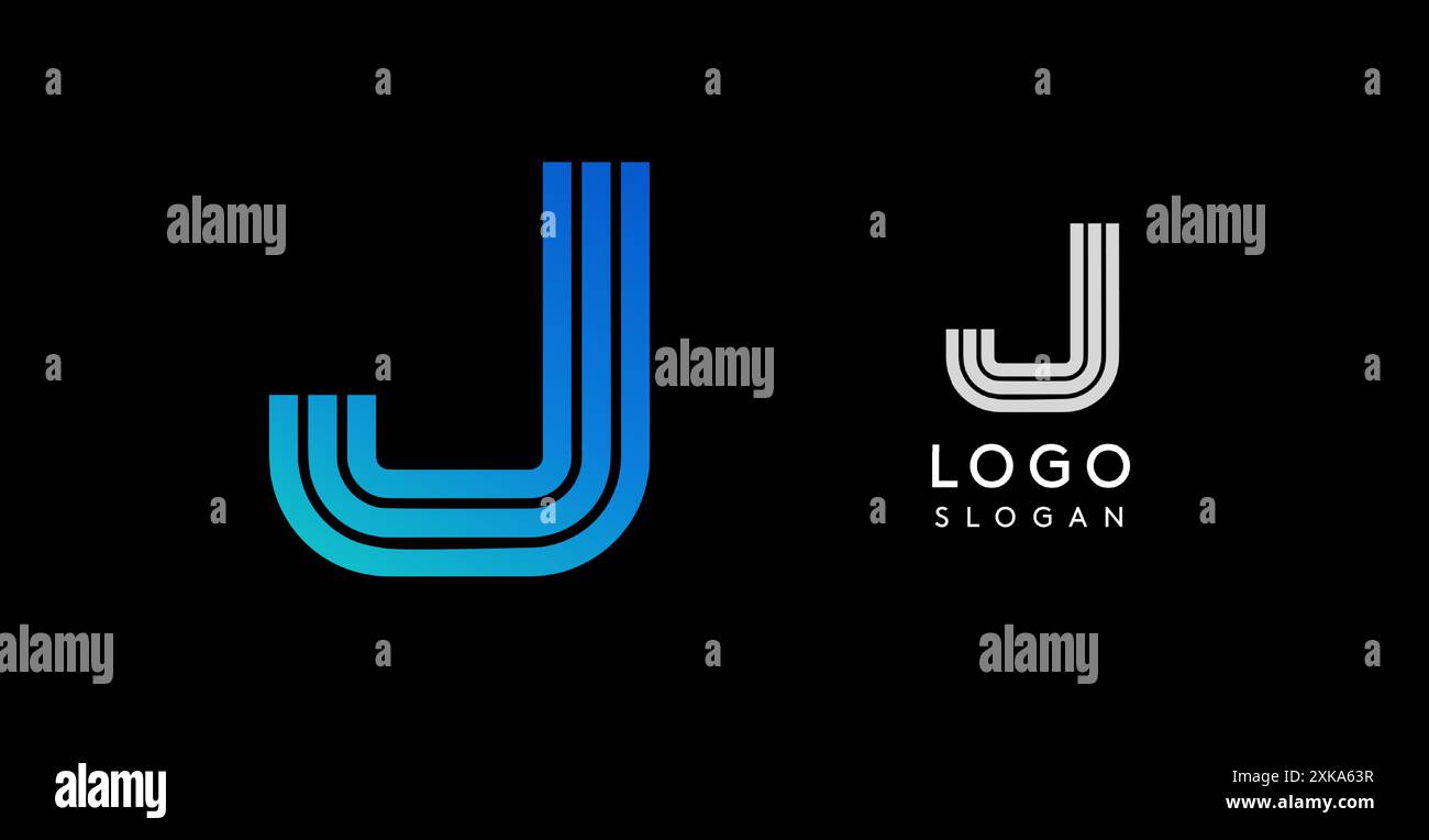 Stylized letter J logo with blue gradient lines, sleek and modern ...