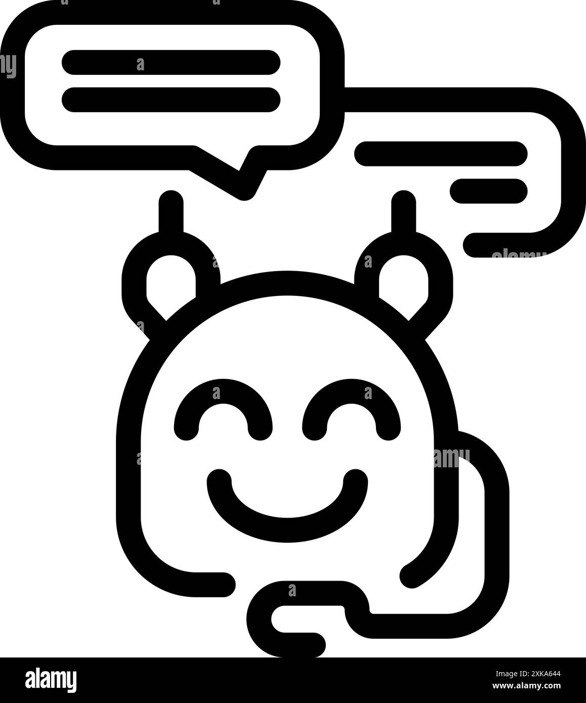 Simple icon of a chatbot having a conversation and expressing happiness ...