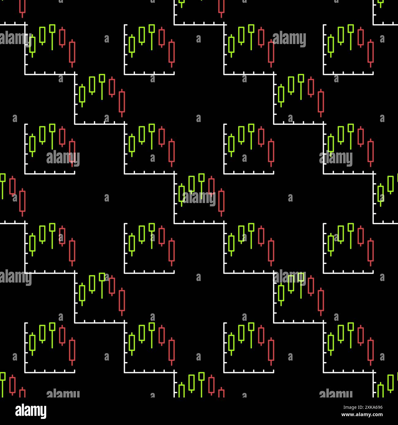 Bullish and Bearish Candlestick Chart vector concept seamless pattern in thin line style Stock ...