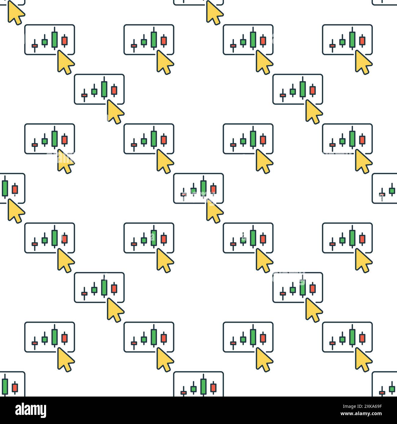 Candlestick Chart With Mouse Cursor Vector Concept Colored Seamless Pattern Stock Vector Image