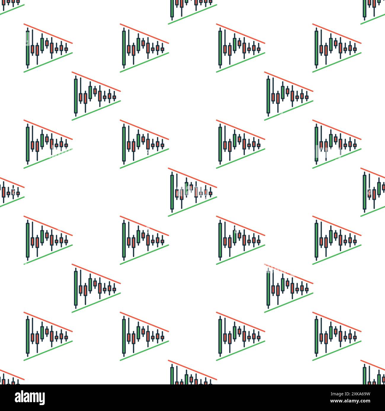 Candlestick chart Triangle figure vector Crypto Trading concept colored seamless pattern Stock ...