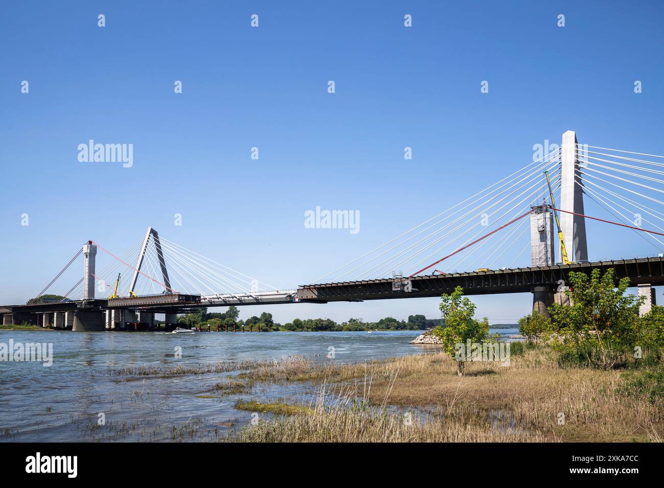 construction site of the new river Rhine bridge of the Autobahn A1 ...