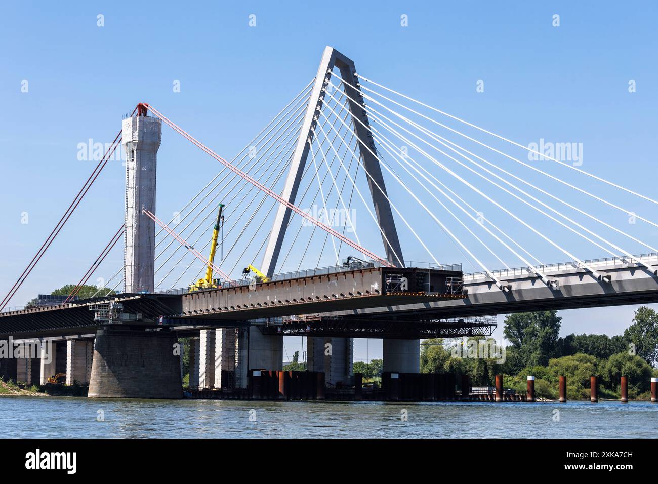 construction site of the new river Rhine bridge of the Autobahn A1 ...