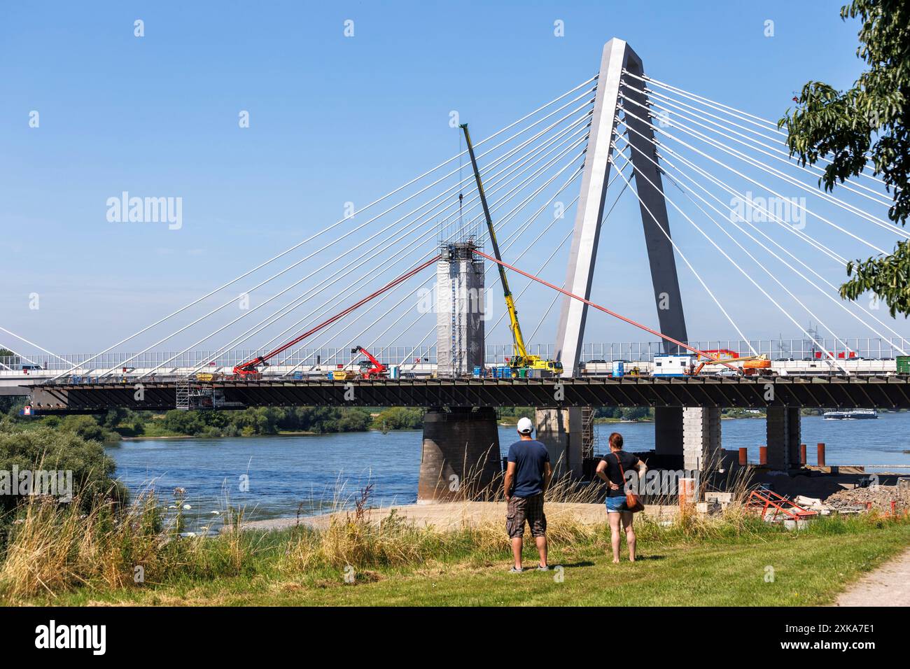 construction site of the new river Rhine bridge of the Autobahn A1 ...