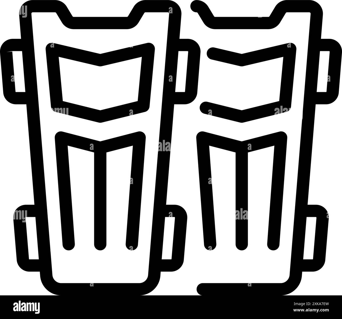 Simple line icon style illustration of a pair of shin guards commonly ...