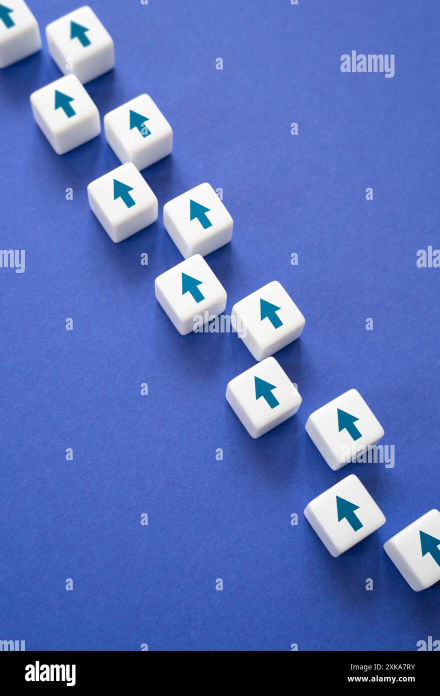 Blocks with arrows laid out in a directional chain. Path and progress ...