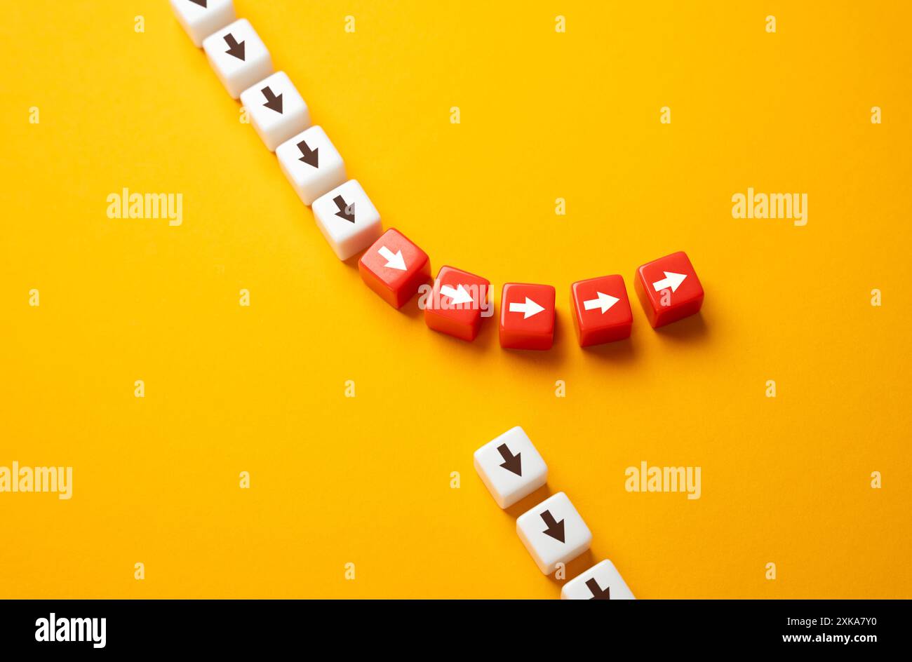 The path of the arrows deviates from the main path. Go off the road ...