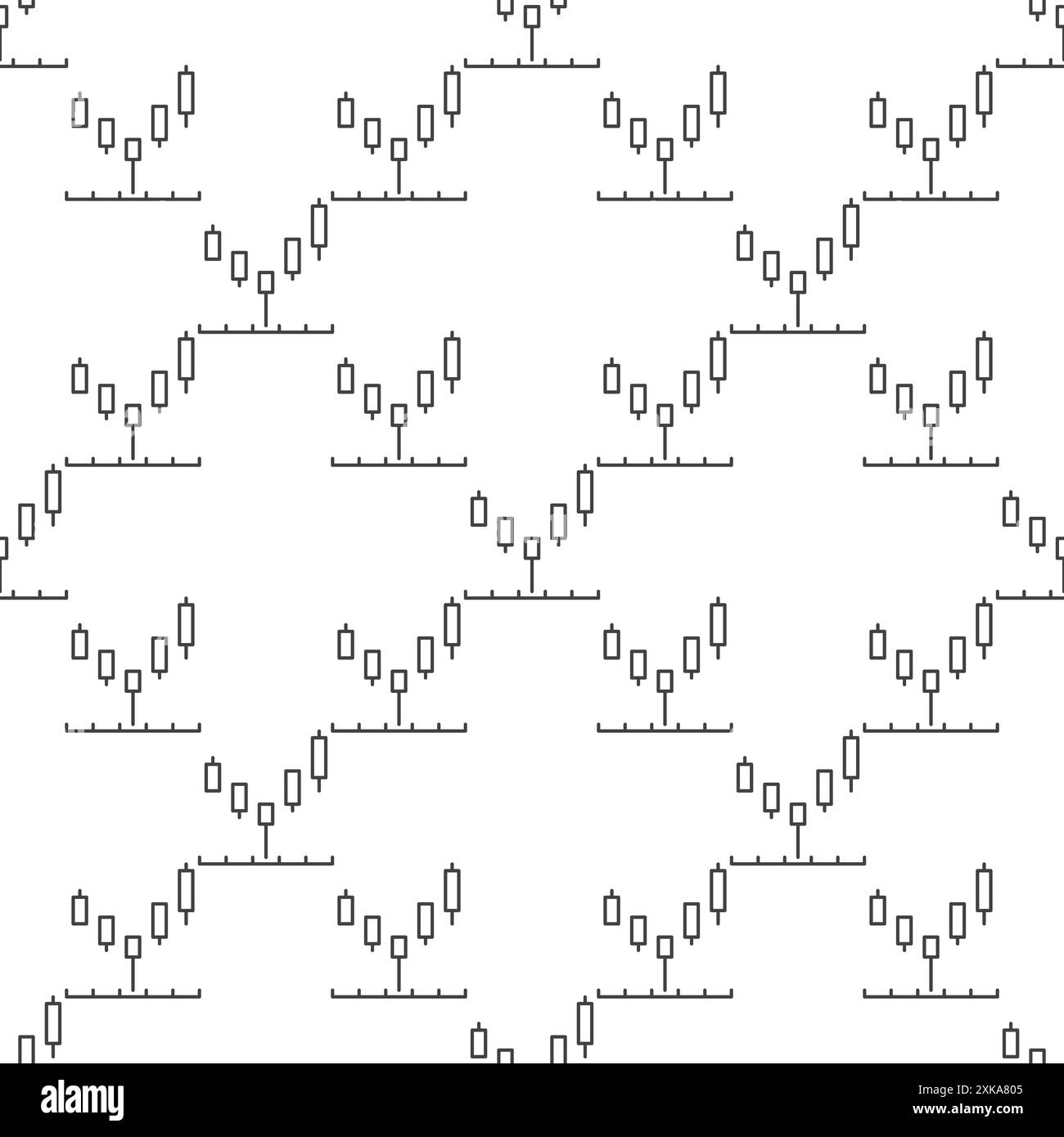 Hammer Candlestick Chart Vector Concept Linear Seamless Pattern Stock