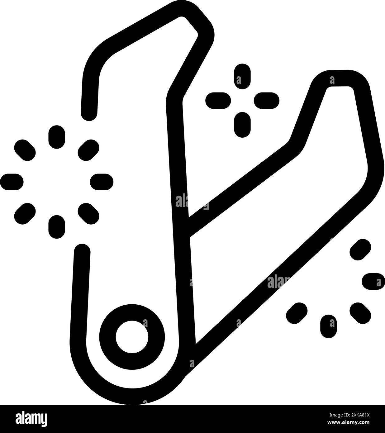 Black outline icon of an airplane taking off with stars surrounding it ...