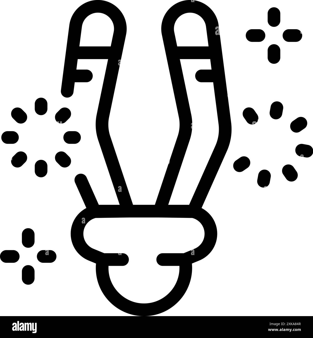 Line art icon of a robot juggling sparkling torches in a futuristic ...