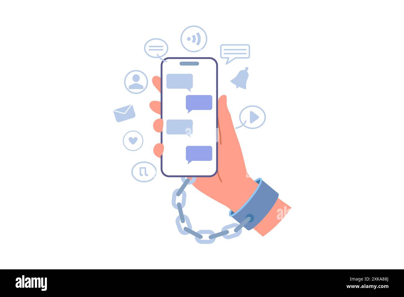 Man chained to phone Stock Vector Images - Alamy