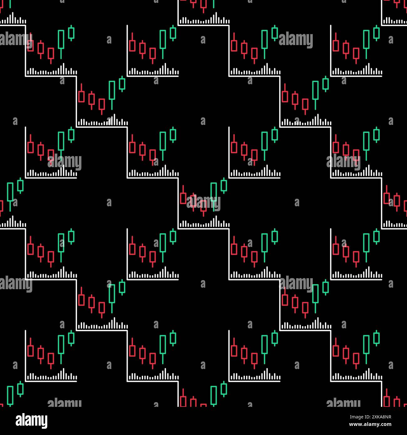Technical Analysis vector Candlestick concept outline seamless pattern ...