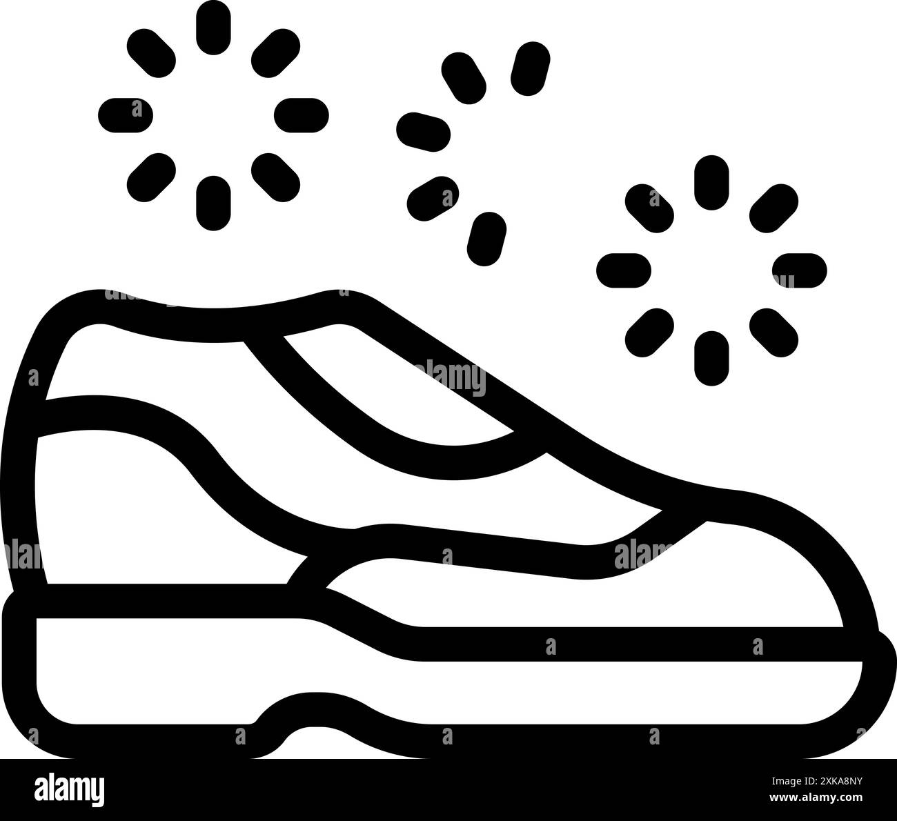 Comfortable shoe disinfecting and cleaning with shining stars icon for ...