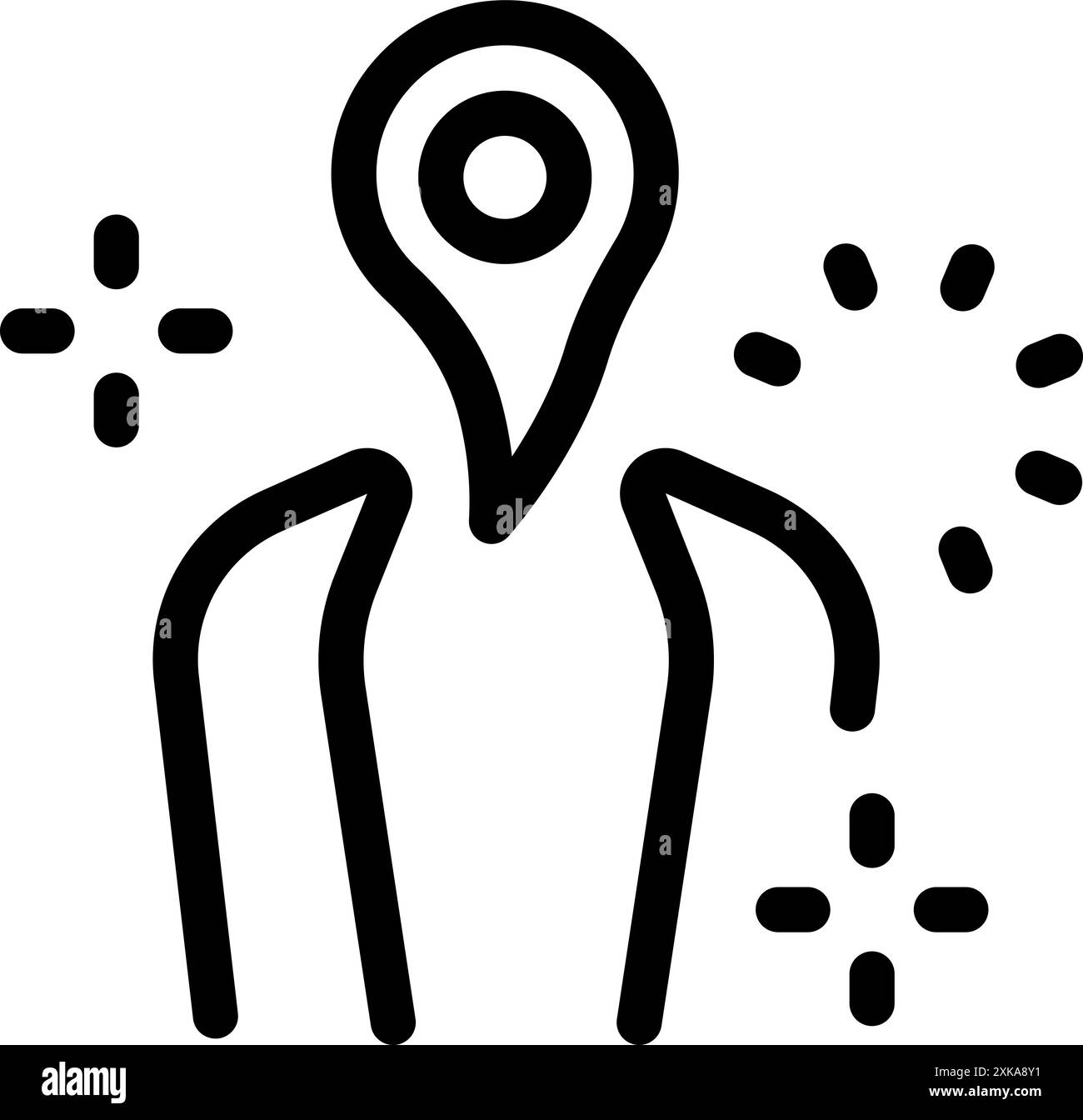 Line icon of a businessman celebrating reaching the location marked on ...