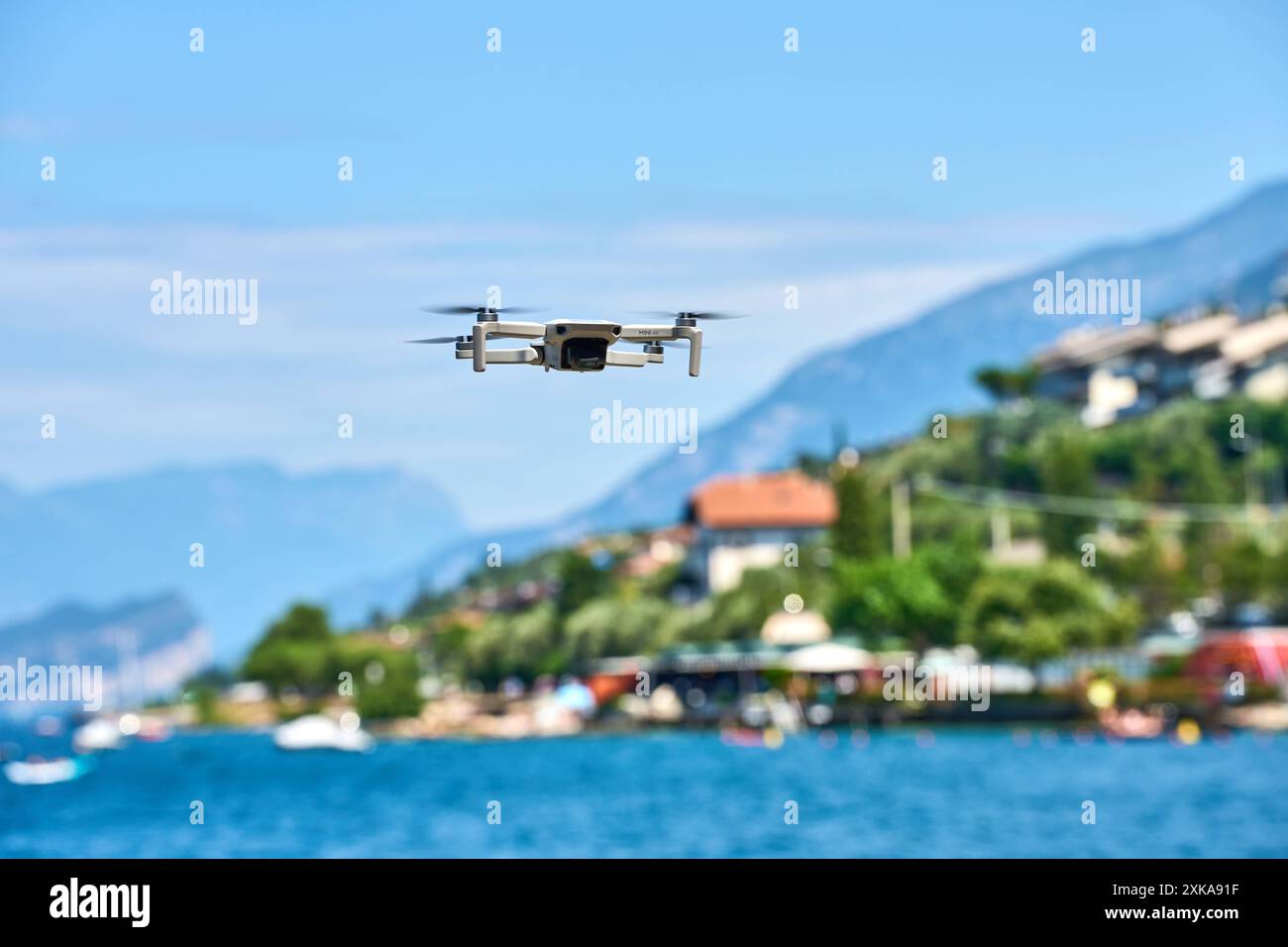 Malcesine, Lake Garda, Italy - July 20, 2024: A DJI Mini 4K drone ...