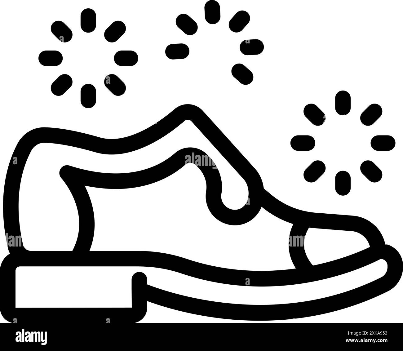 Line drawing of a leather shoe with sparkles surrounding it ...