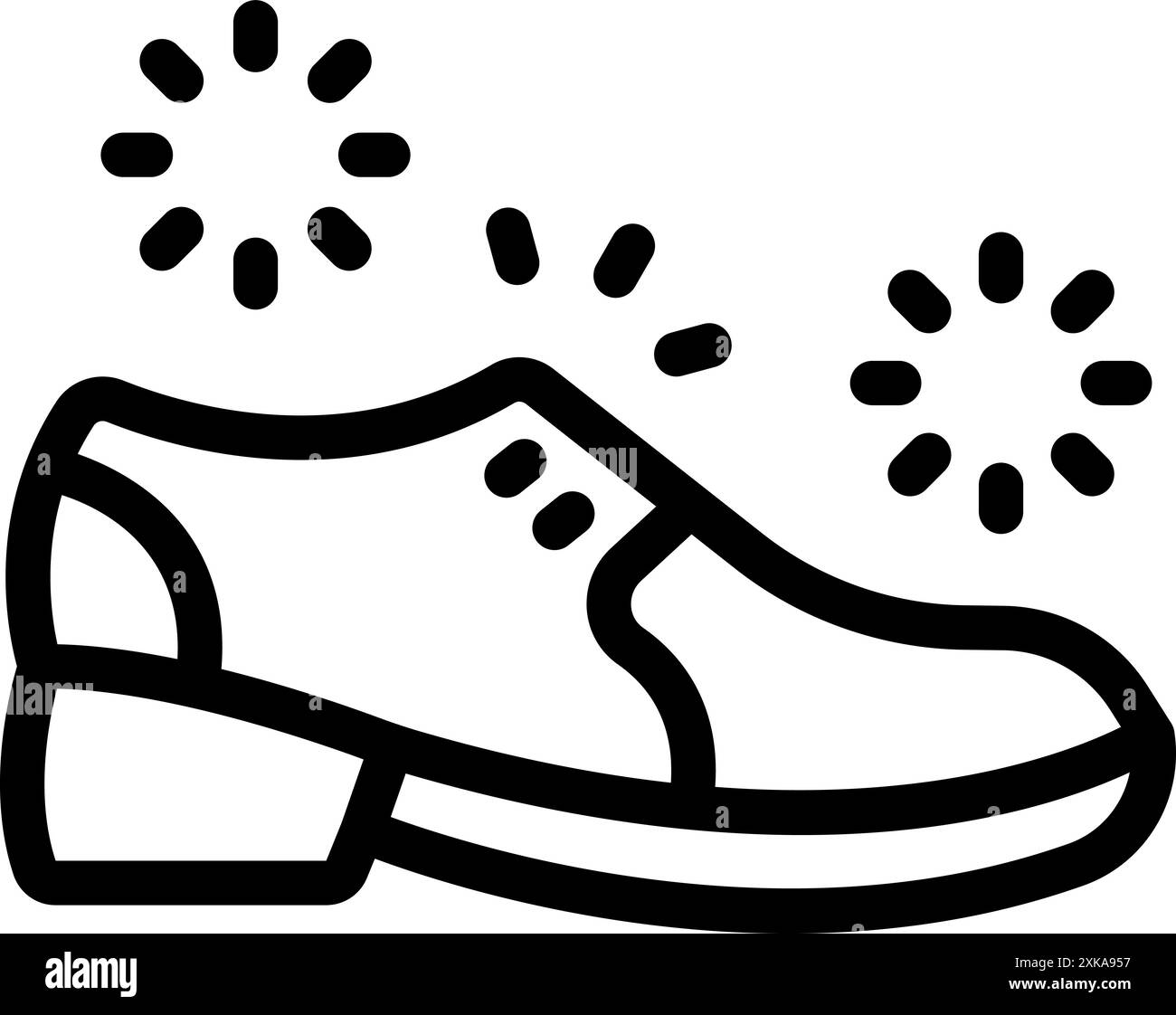 Line art icon of a sparkling clean men's dress shoe, emphasizing ...