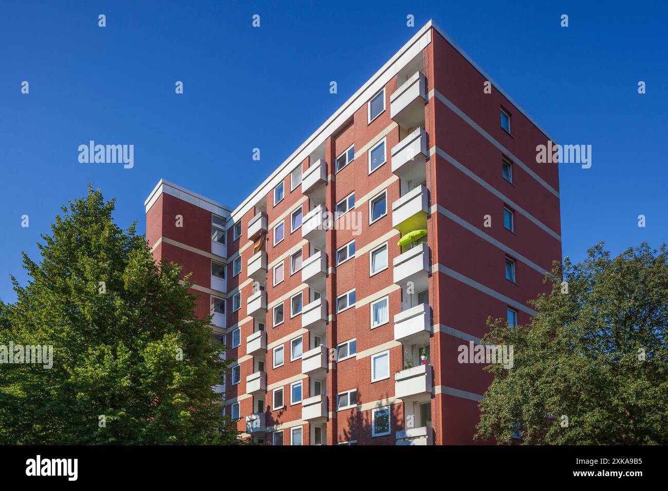 Monotonous brick residential buildings, multi-family houses ...