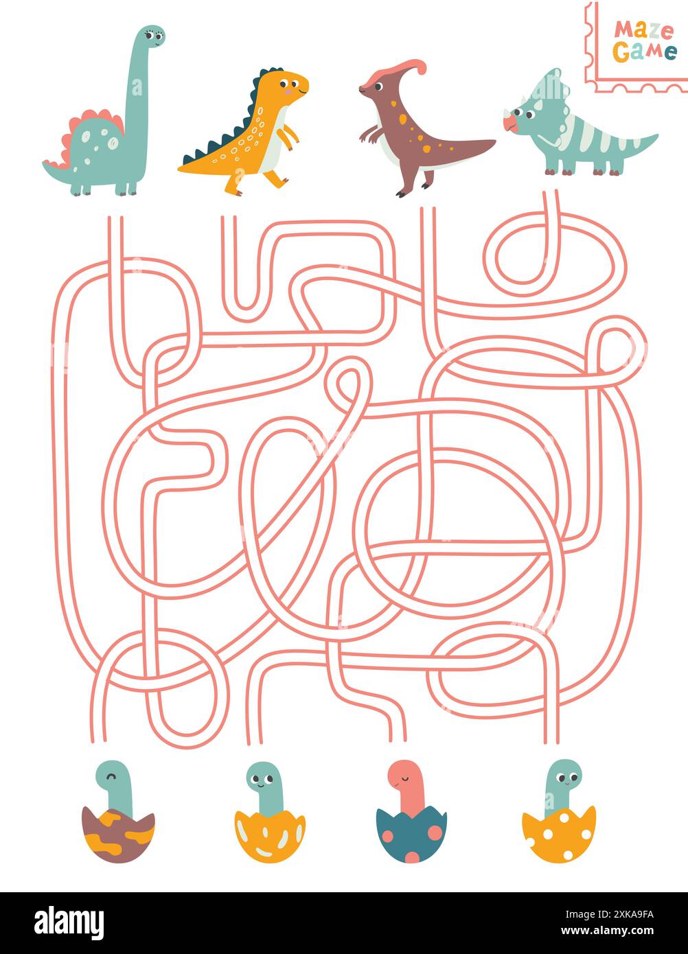 Help the dinosaur find a path for his baby. Labyrinth. Maze game for ...