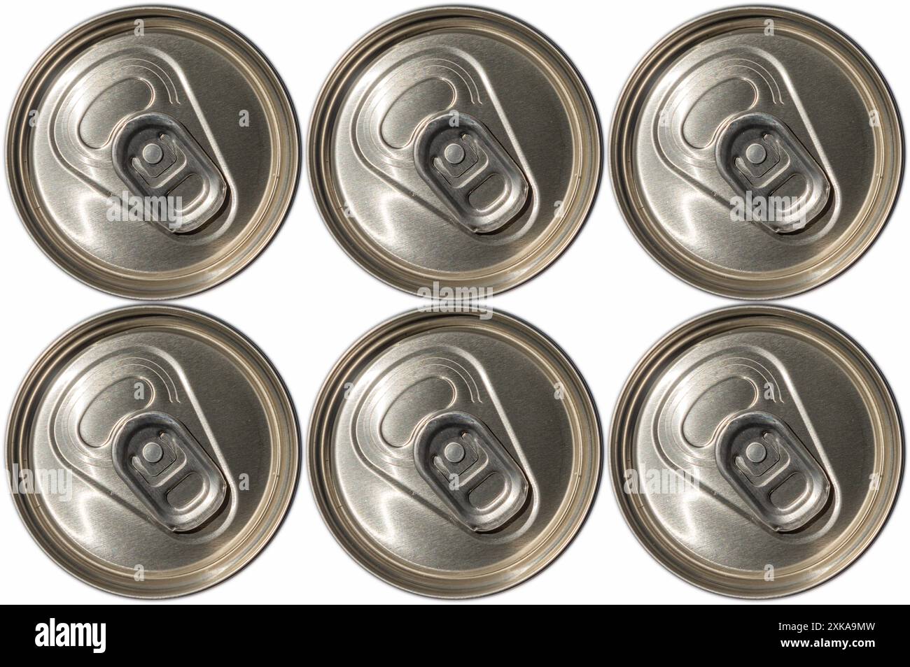 Tops of soda cans. Aluminum cans of soda background. View from the top ...