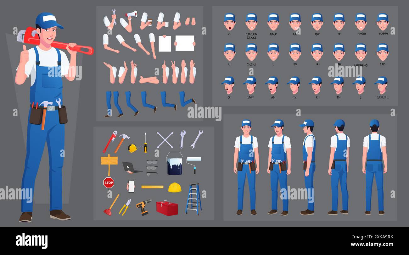 Handyman, repairman Character Construction and Animation Pack ...
