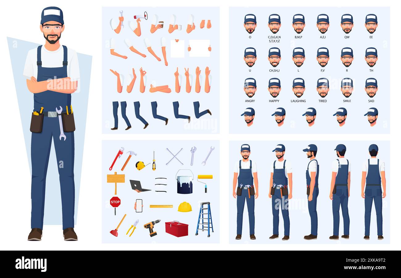 Handyman, repairman Character Construction and Animation Pack ...