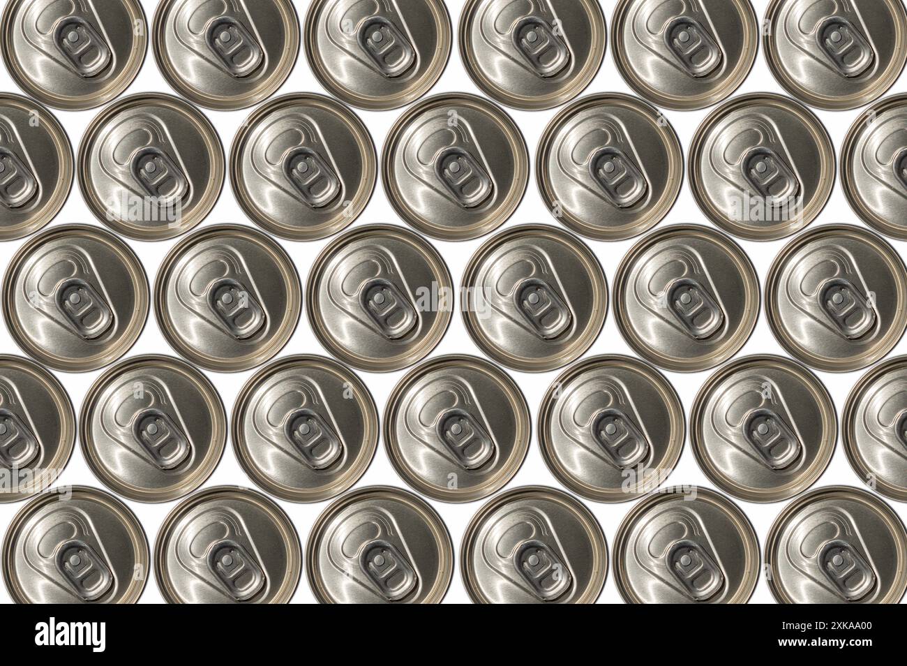 Tops of soda cans. Aluminum cans of soda background. View from the top ...