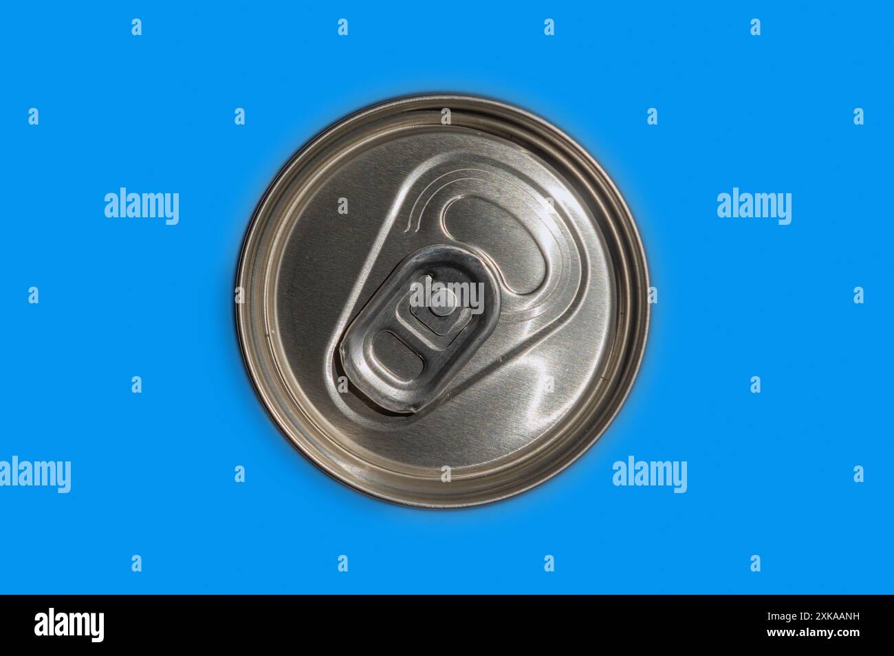 Top of soda can. Aluminum can of soda background. View from the top ...