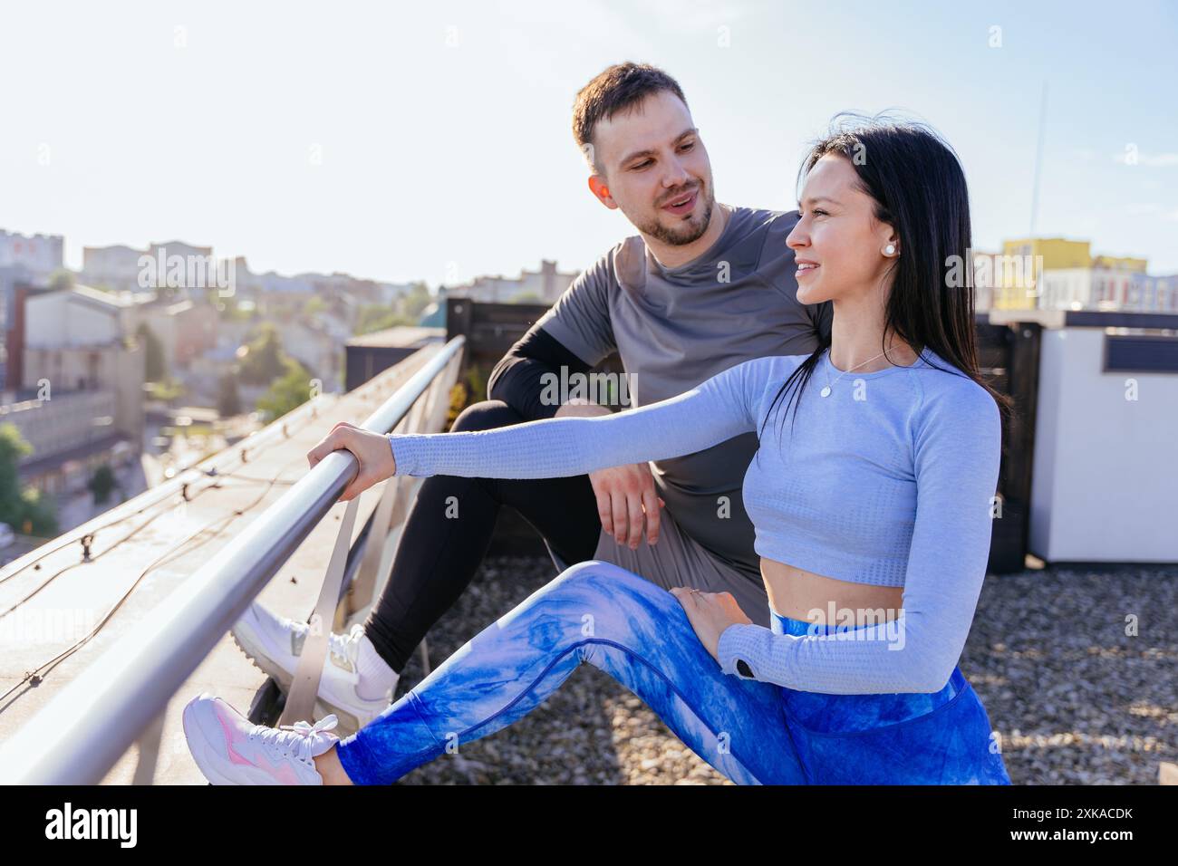 Friends laughing enjoying workout together hi-res stock photography and ...