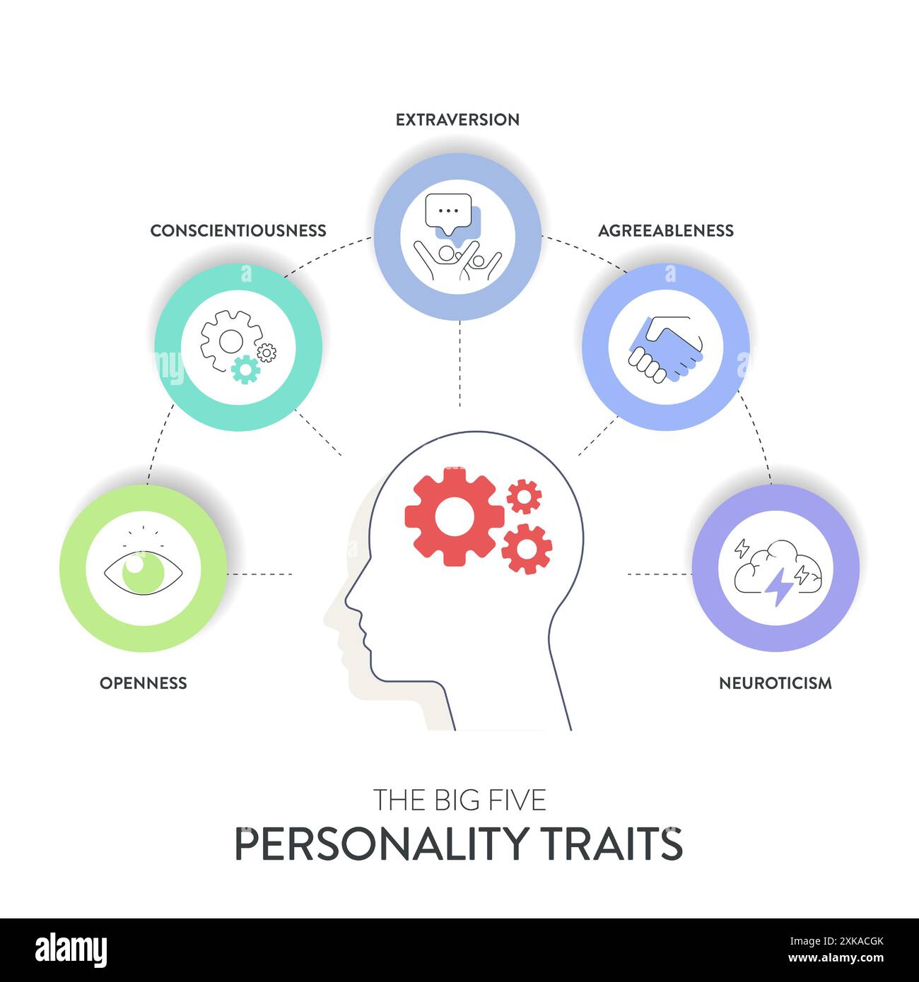 Big Five Personality Traits or OCEAN infographic has 4 types of ...