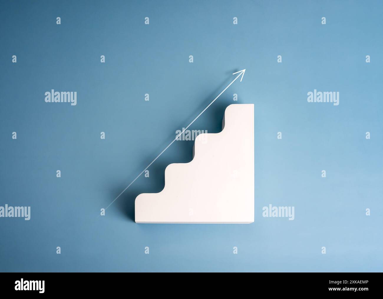 Business growth performance concept. Thin arrow rising on modern white ...