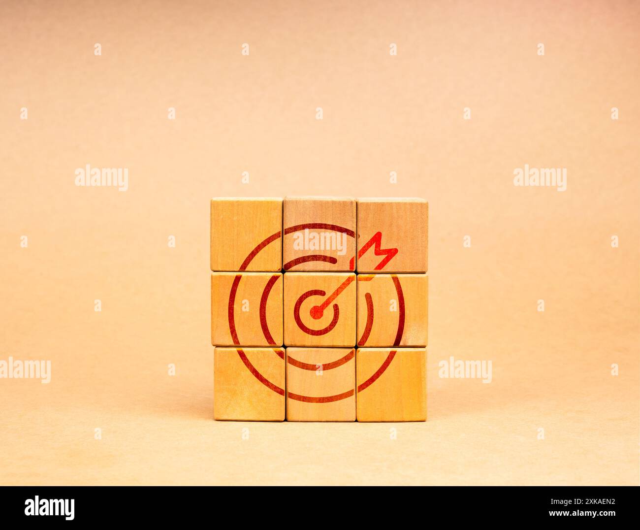 Building success goal business. Modern big target icon on wooden cube ...