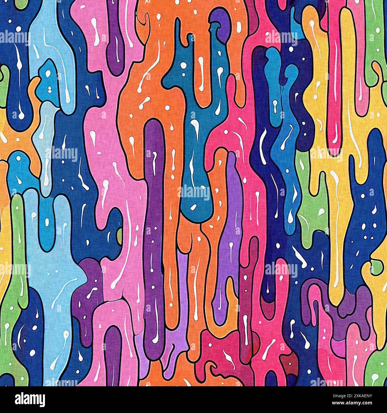 Fun dripping paint effect digital pattern with whimsical ink splodge ...