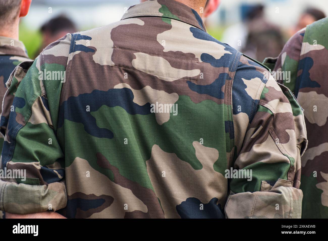 French soldier working in camouflage uniform, french army Stock Photo ...