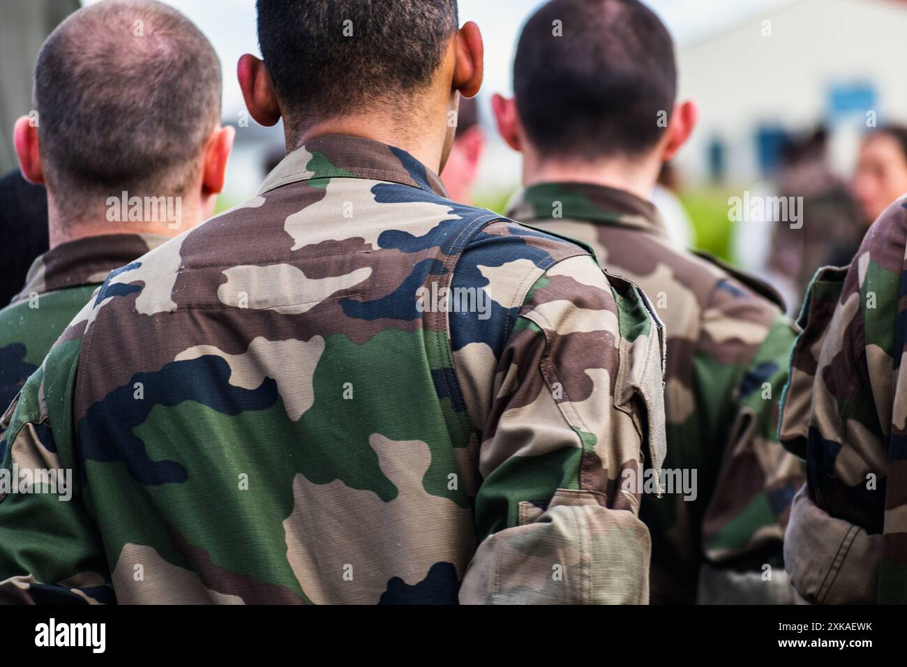 French soldier working in camouflage uniform, french army Stock Photo ...