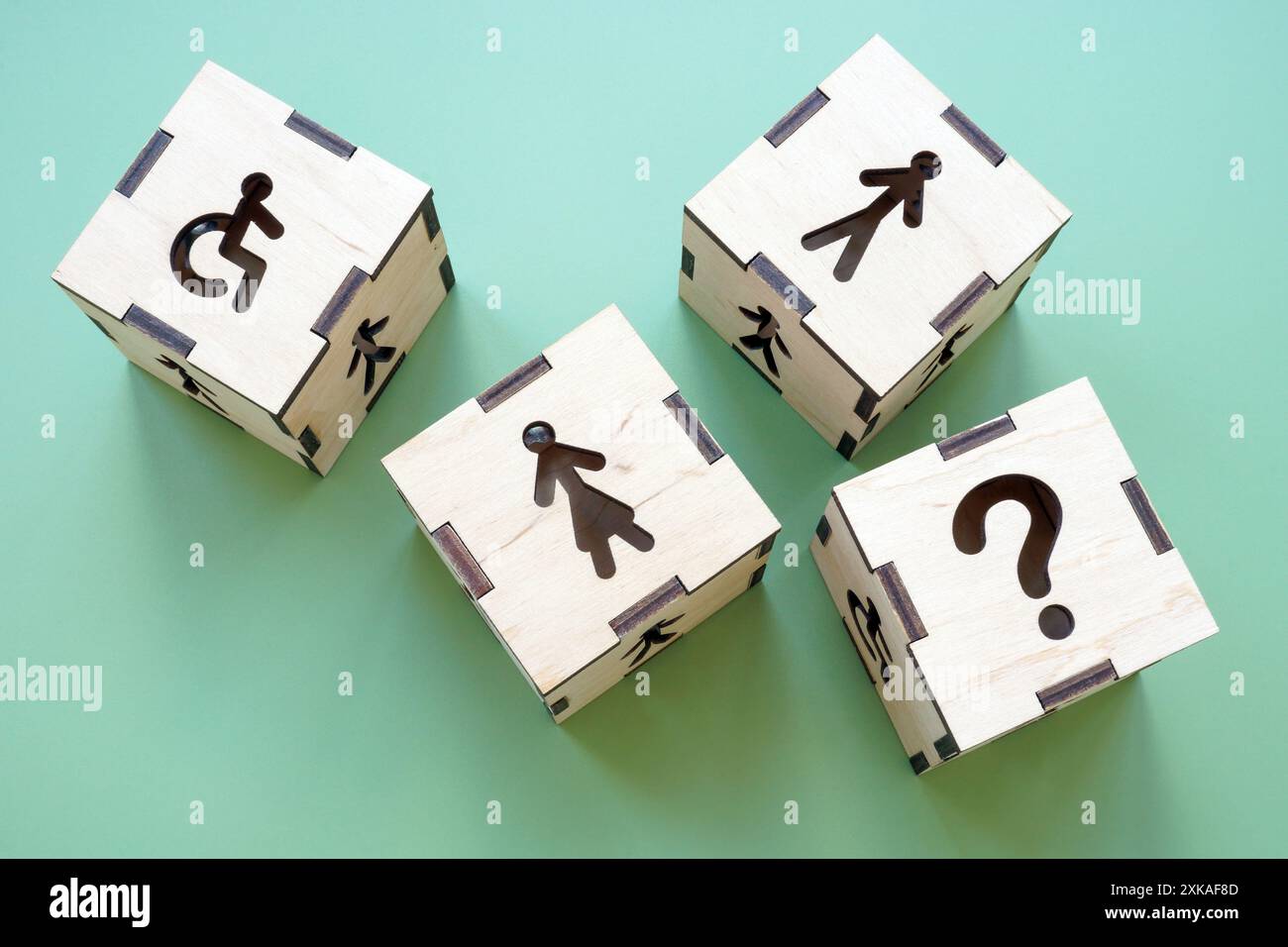 Inclusion Strategy and onboarding. Cubes with figures of people and a ...