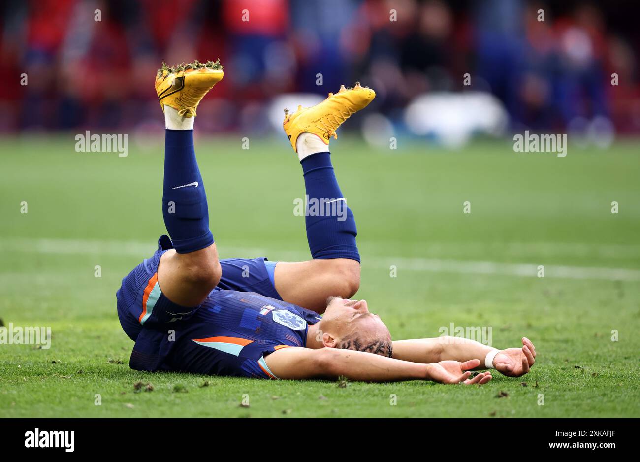 MUNICH, GERMANY - JULY 02: Xavi Simons of Netherlands reacts during the ...